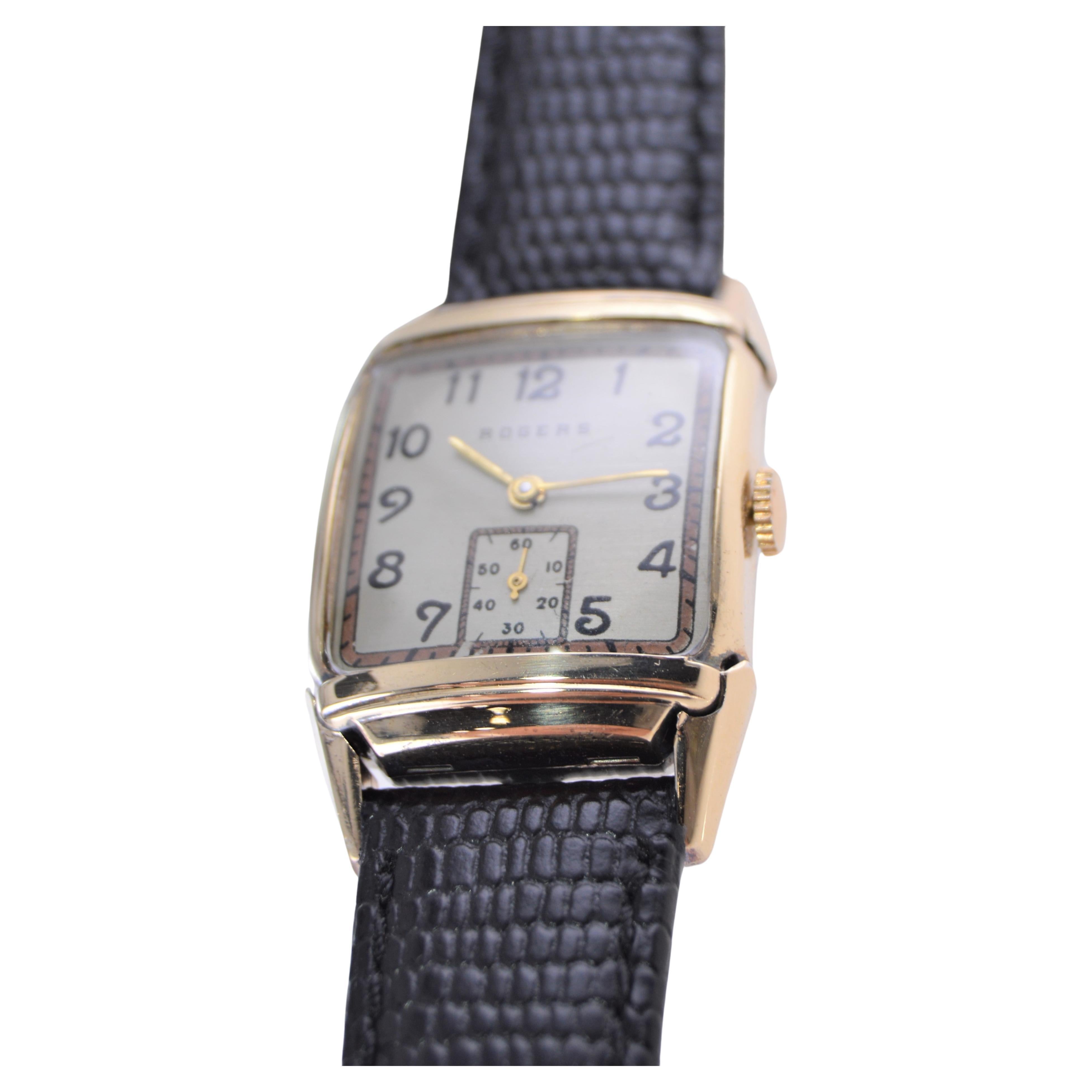 Rogers Gold Filled Art Deco Tank Style Watch with Original Dial 1940's ...