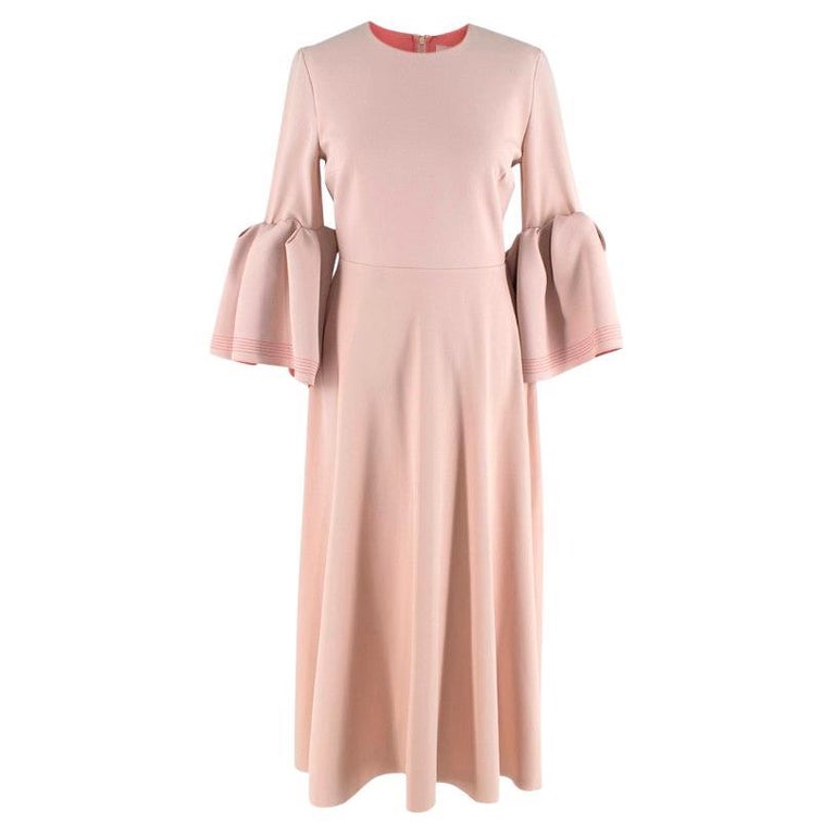 Roksanda Dusty Pink Crepe Cady Bell Sleeve Dress For Sale at 1stDibs