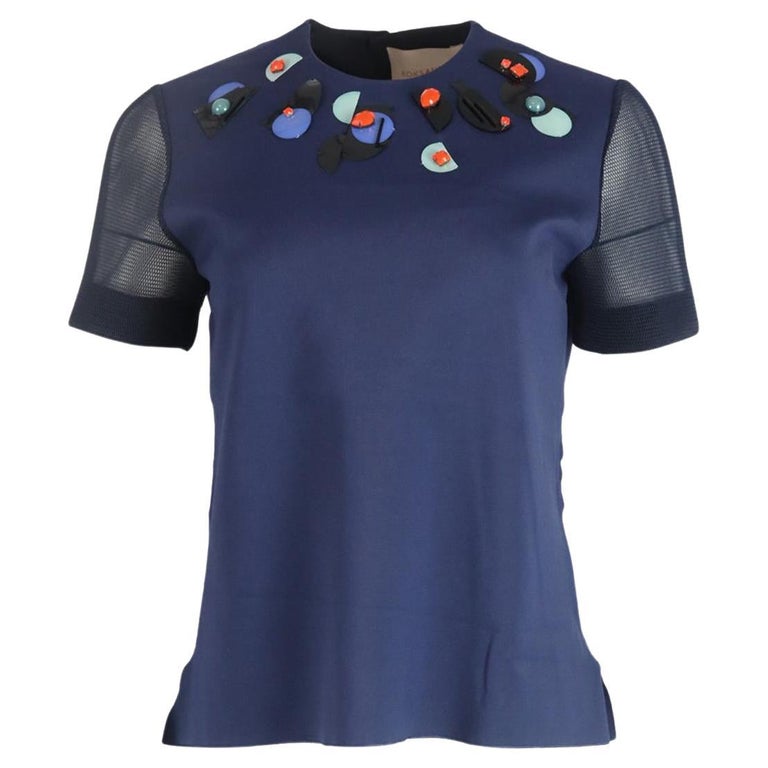 Roksanda Embellished Crepe And Mesh Top Uk 8 For Sale at 1stDibs