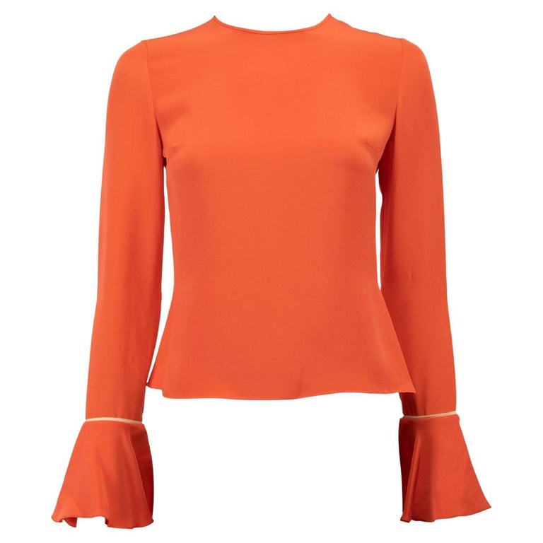 Roksanda Women's Coral Saba Bell Sleeve Silk Top For Sale at 1stDibs