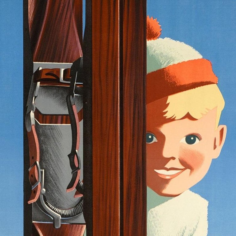 Roland Hugon, Original Vintage Travel Poster, Snow, Mountain, Ski, 1938 ...