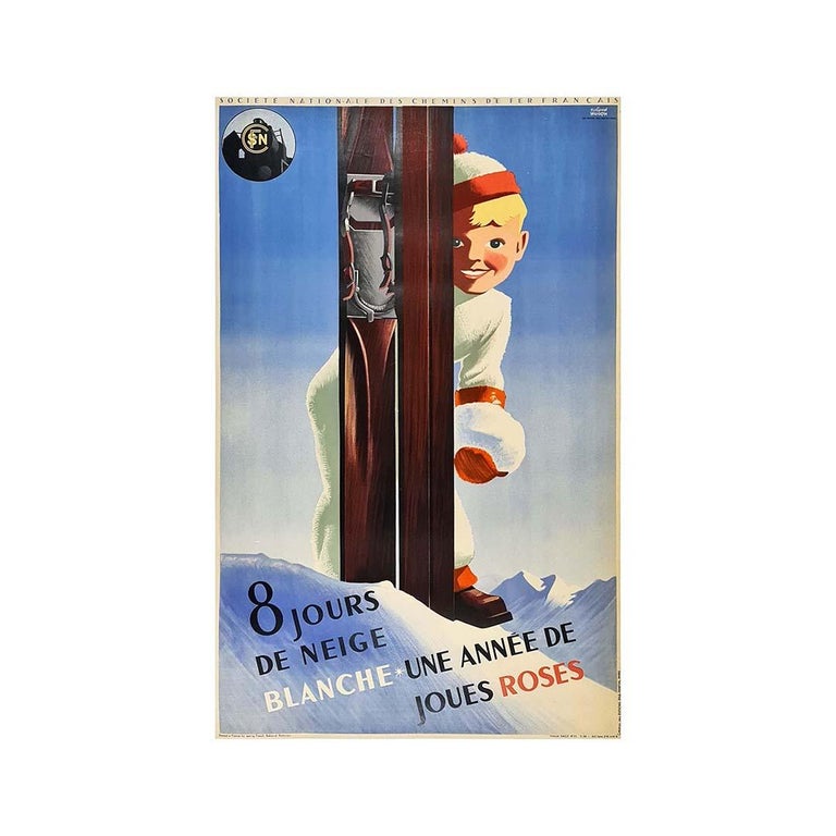 Roland Hugon - 1938 Original Poster 8 days of white snow, one year of ...