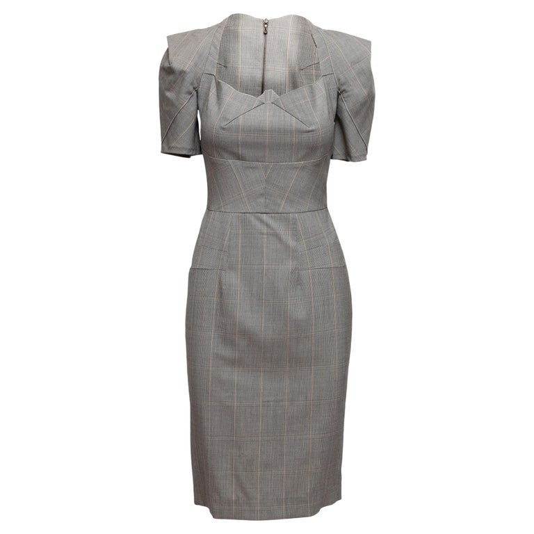 Roland Mouret Black and White Wool Houndstooth Dress For Sale at 1stDibs