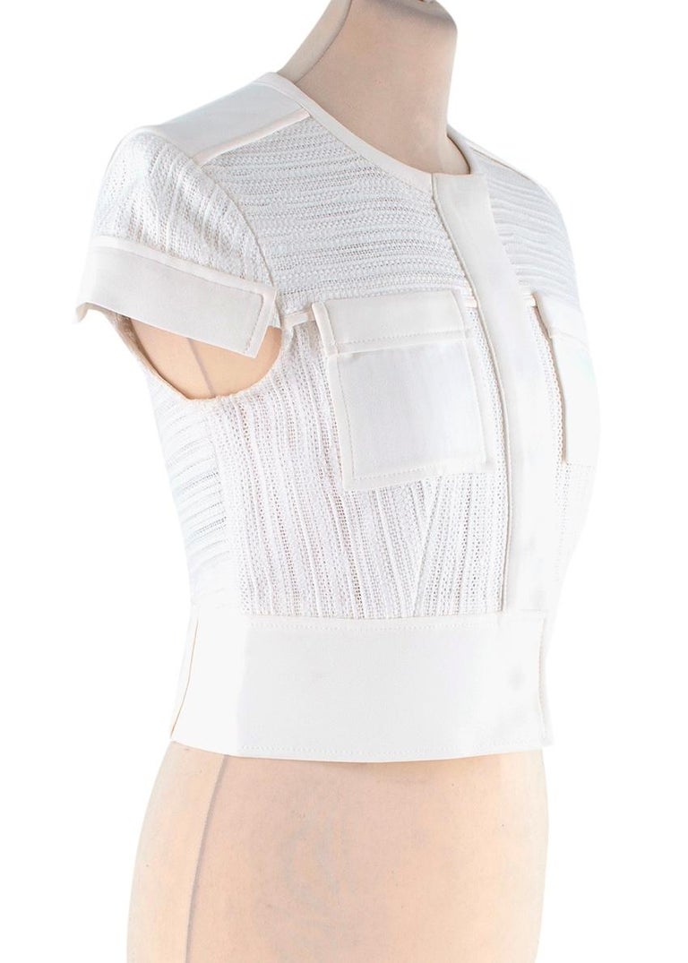 Roland Mouret Ivory Short Sleeve Cropped Jacket For Sale at 1stDibs