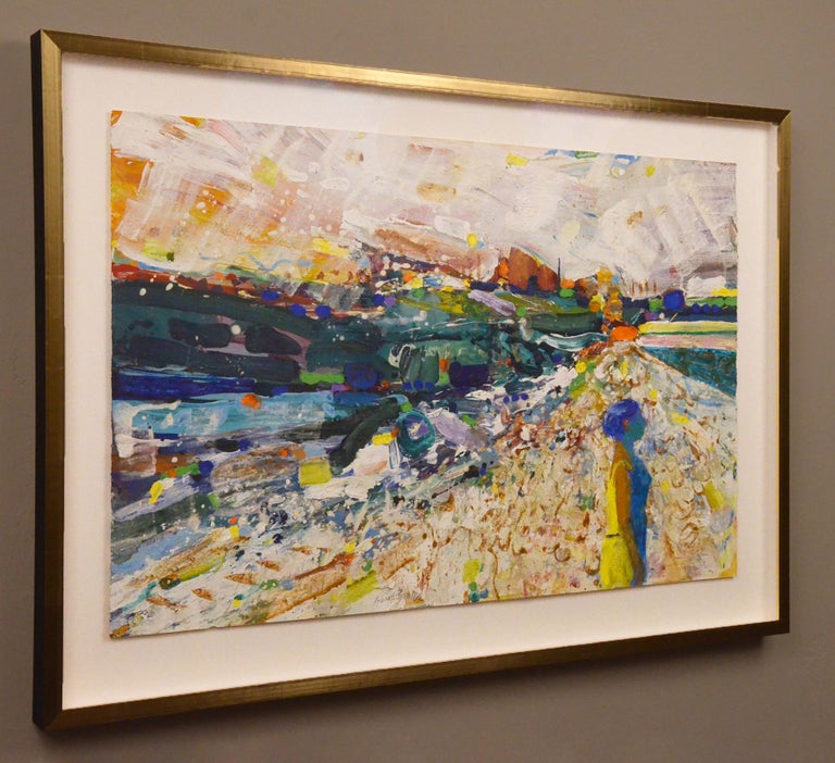 Roland Petersen - Figure in a Hilly Landscape, Mid Century, 1962, California figurative ...