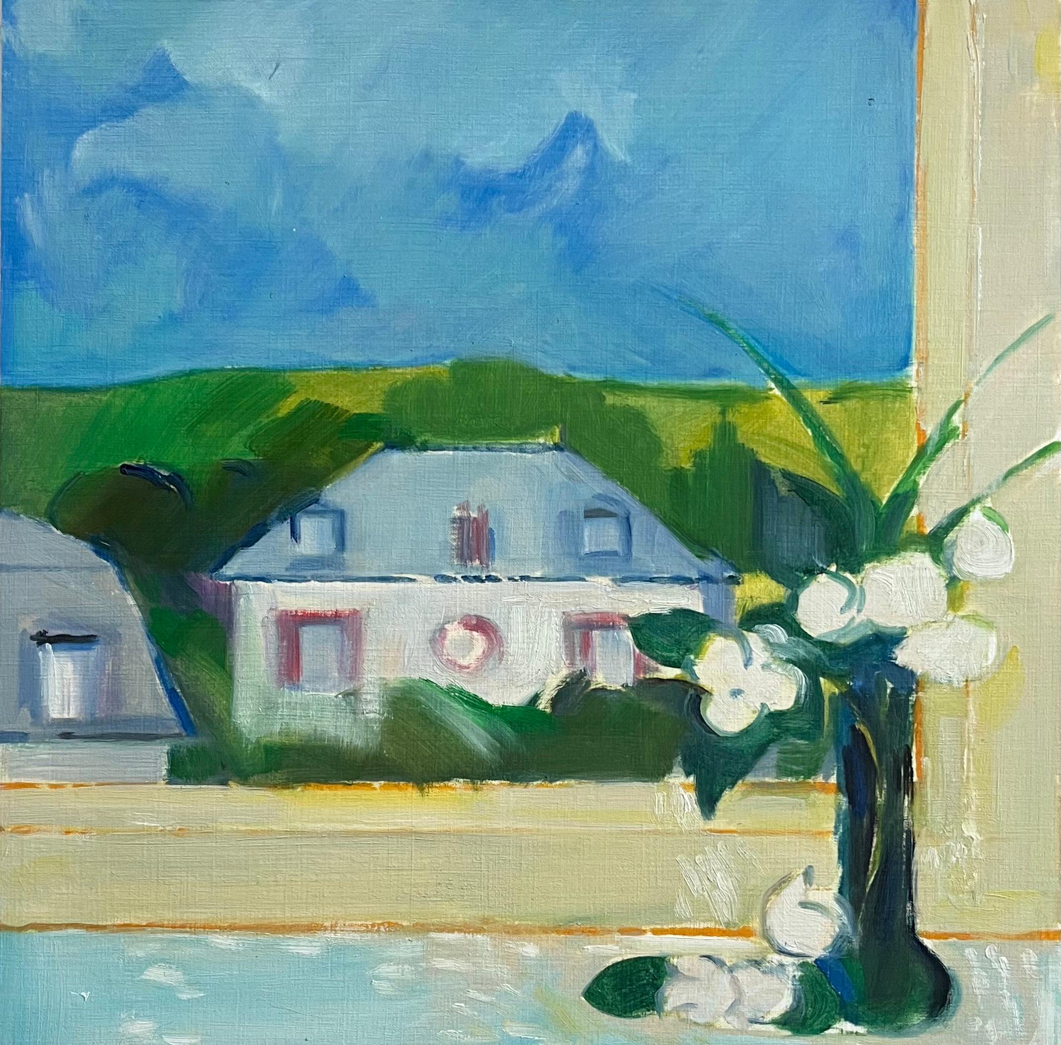 Roland Pichard - View Through a Window of a House with Flowers ...