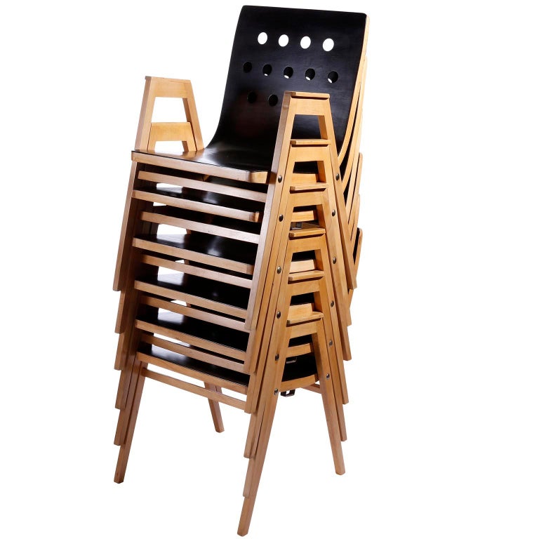 Roland Rainer Armchair Stacking Chair, Bicolored Beech Wood, Austria ...