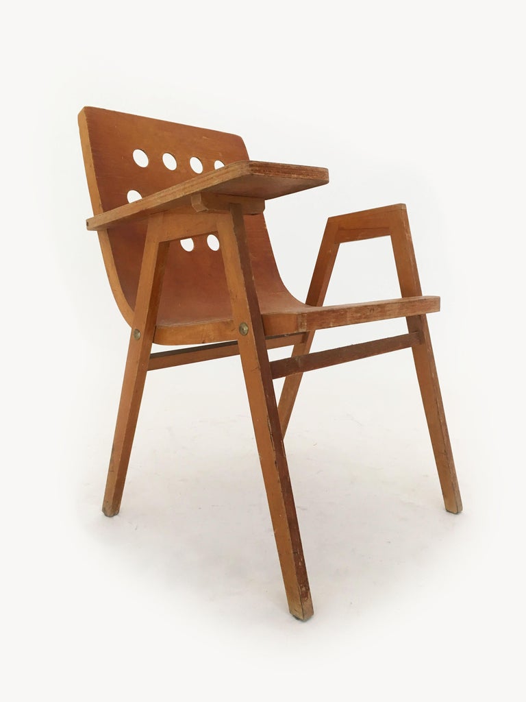 Roland Rainer Stadthallen Chair with Writing Desk, Austria, 1950s For ...