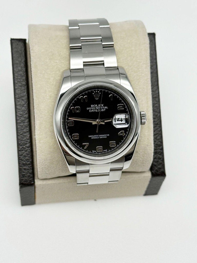 Rolex 116200 Datejust Black Arabic Dial Stainless Steel Box Paper, 2007 ...
