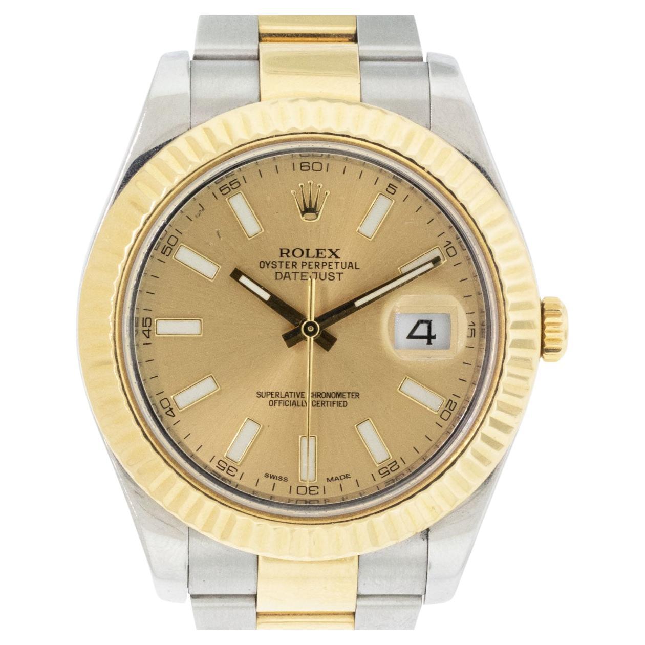 Rolex Oyster Perpetual Datejust Champagne Dial 18k Two Tone at 1stDibs