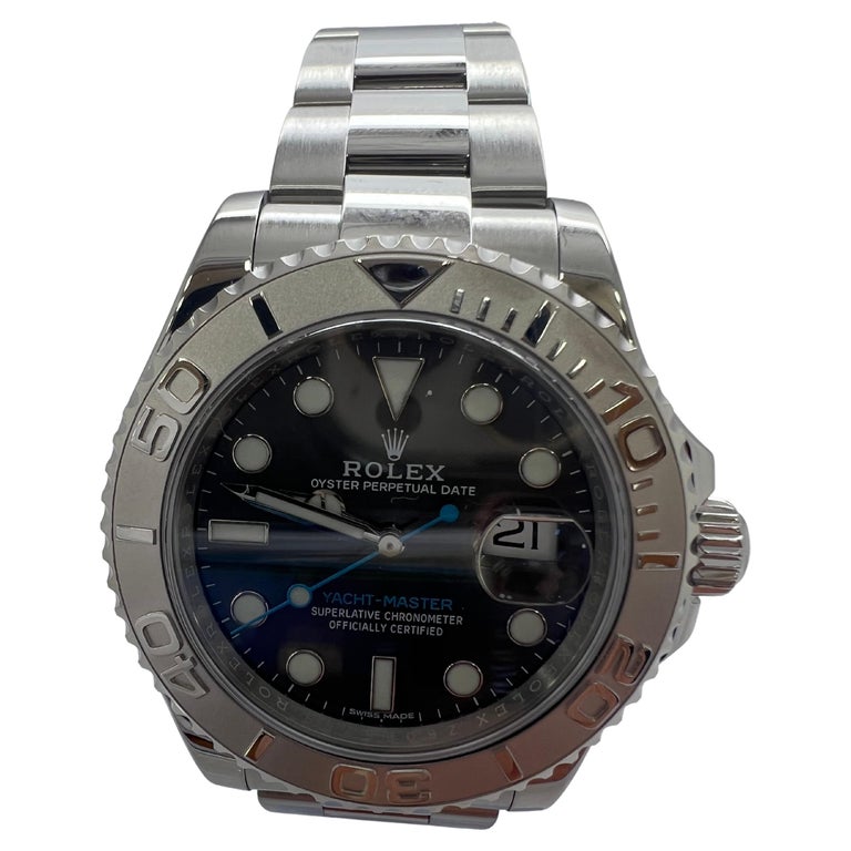 Rolex 116622 Yacht Master Rhodium Dial Platinum Stainless Steel Box ...