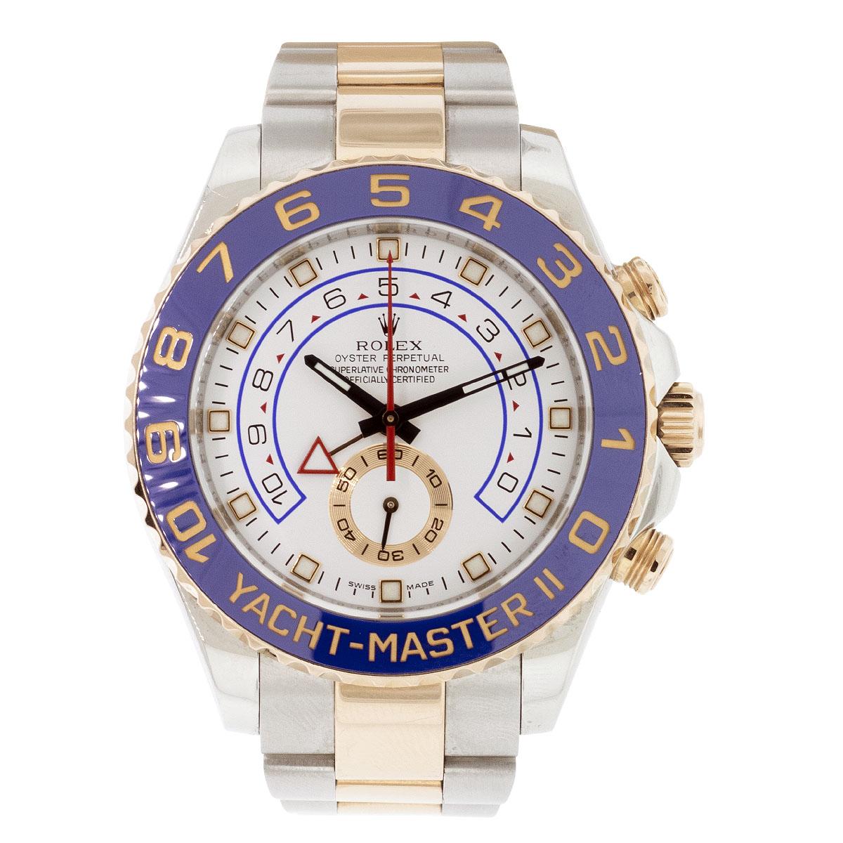 Rolex 116681 Yacht-Master II Two Tone White Dial Watch For Sale at 1stDibs