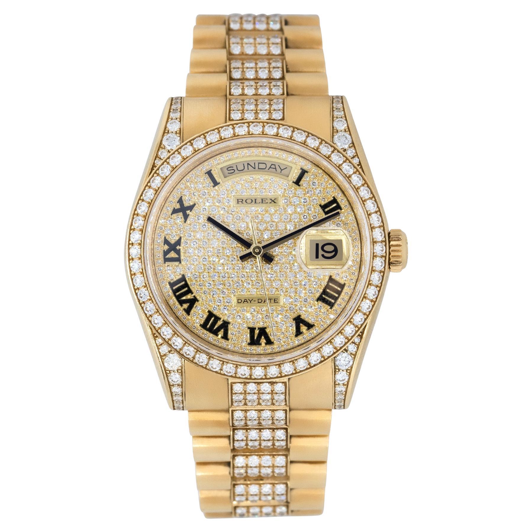 Rolex Rare Yellow Gold Wristwatch with Fancy Factory Diamond Dial Ref ...