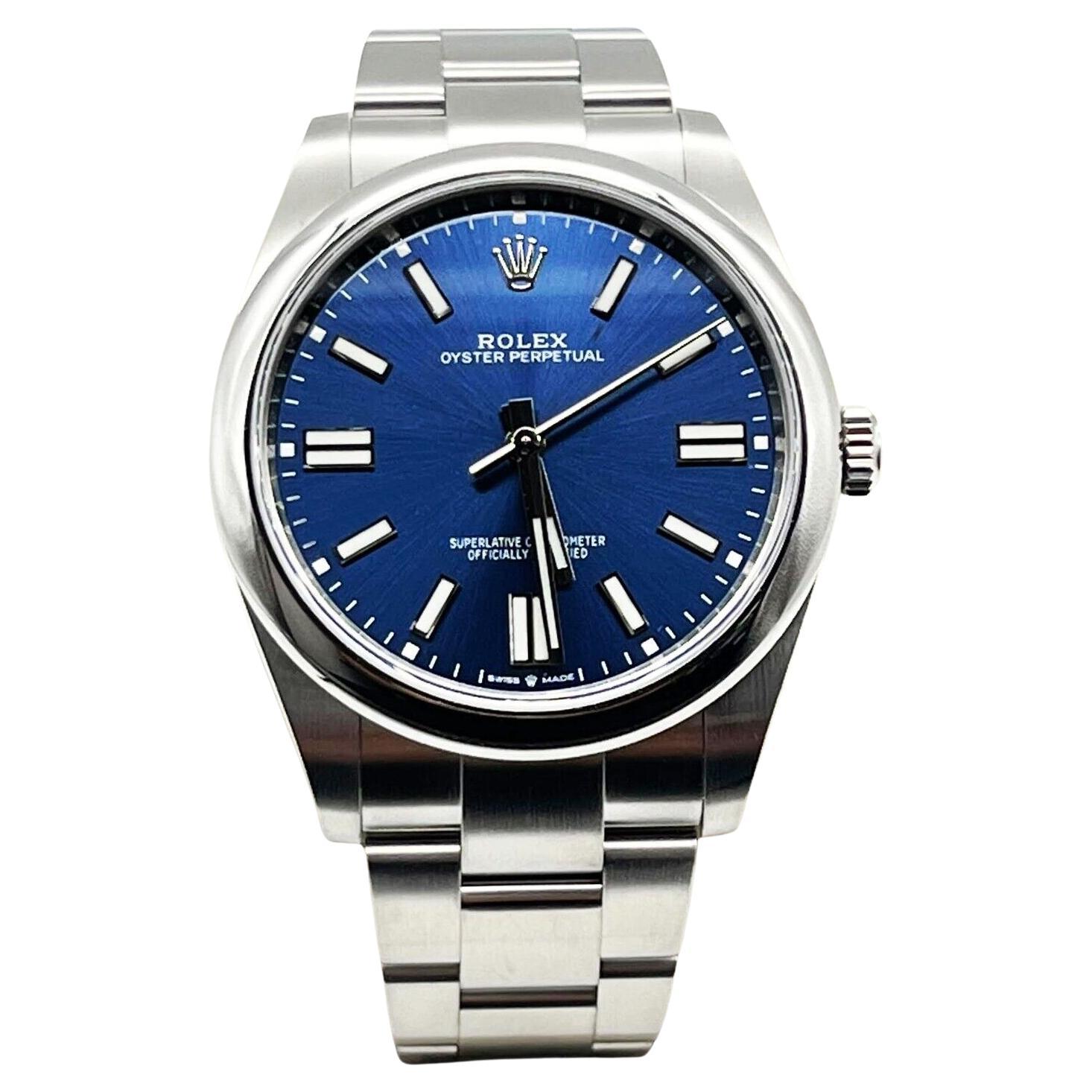 Rolex 124300 Oyster Perpetual Blue Dial 41mm Stainless Steel Box Paper ...