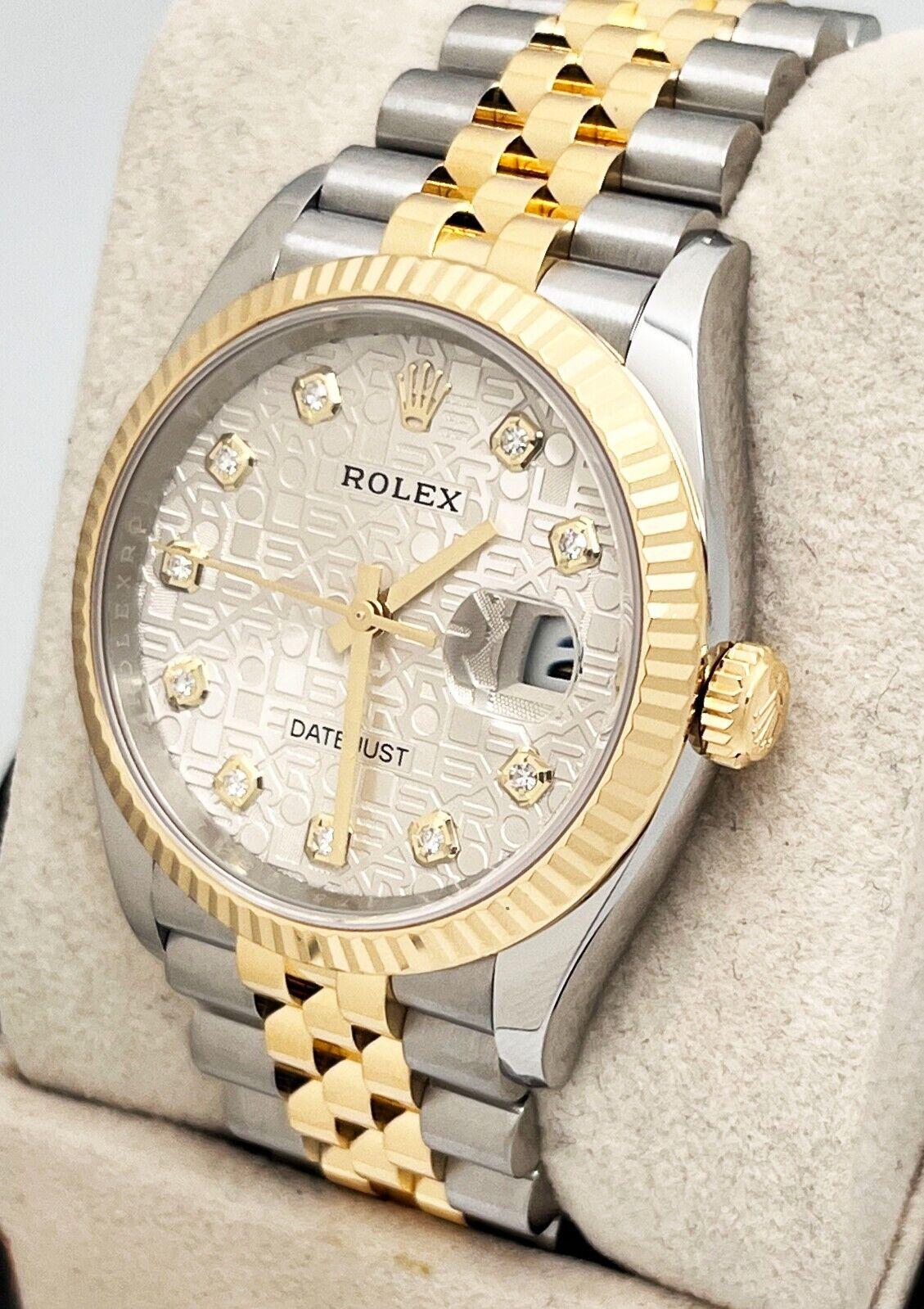 Rolex 126233 Datejust Jubilee Diamond Dial 18K Yellow Gold Steel Box Paper 2021 For Sale at 1stDibs