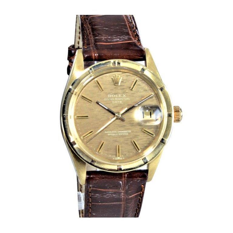 Rolex 14 Karat, Yellow Gold Oyster Perpetual Date circa 1970s with Rare ...