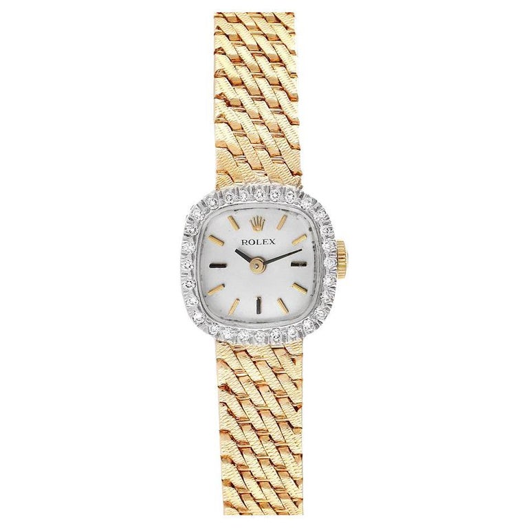 Rolex 14k Yellow Gold Diamond Bezel Vintage Cocktail Ladies Watch For ...