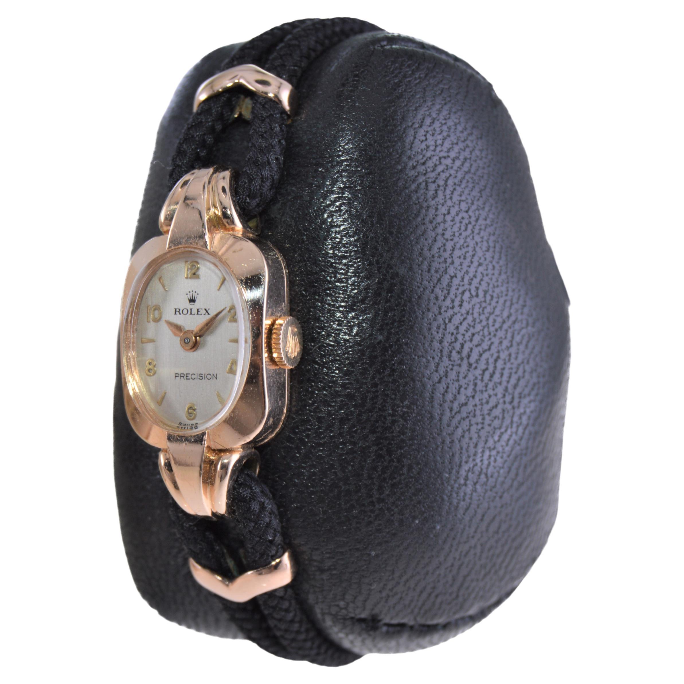 Rolex 14Kt. Gold Art Deco Ladies Watch with Original Bracelet Hardware ...