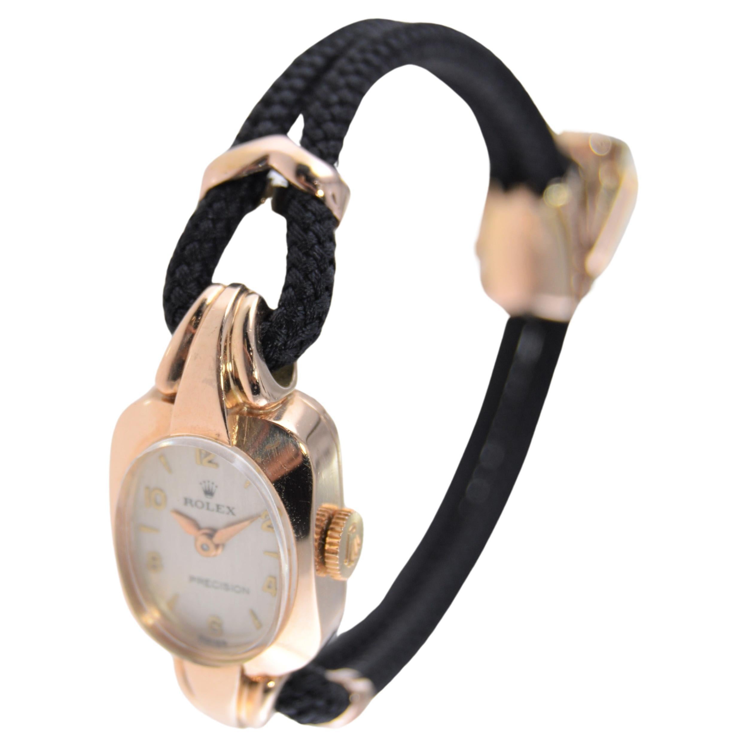 Rolex 14Kt. Gold Art Deco Ladies Watch with Original Bracelet Hardware ...