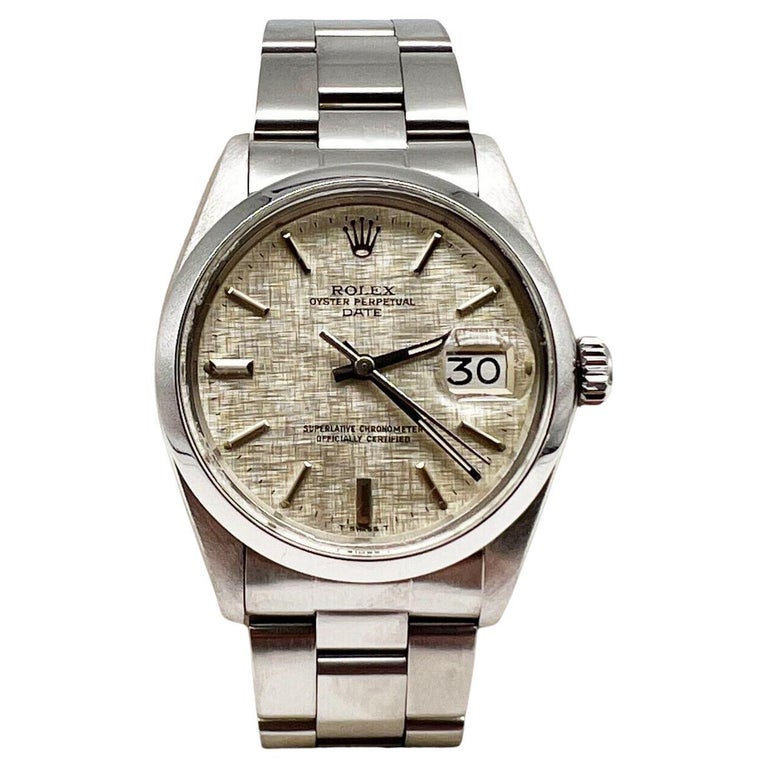 Rolex 1500 Date Silver Linen Dial Stainless Steel For Sale at 1stDibs