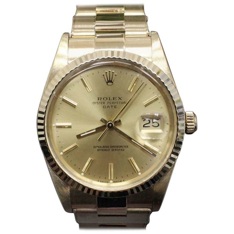 Rolex 15007 Date Watch 18 Karat Yellow Gold and 14 Karat Yellow Gold ...