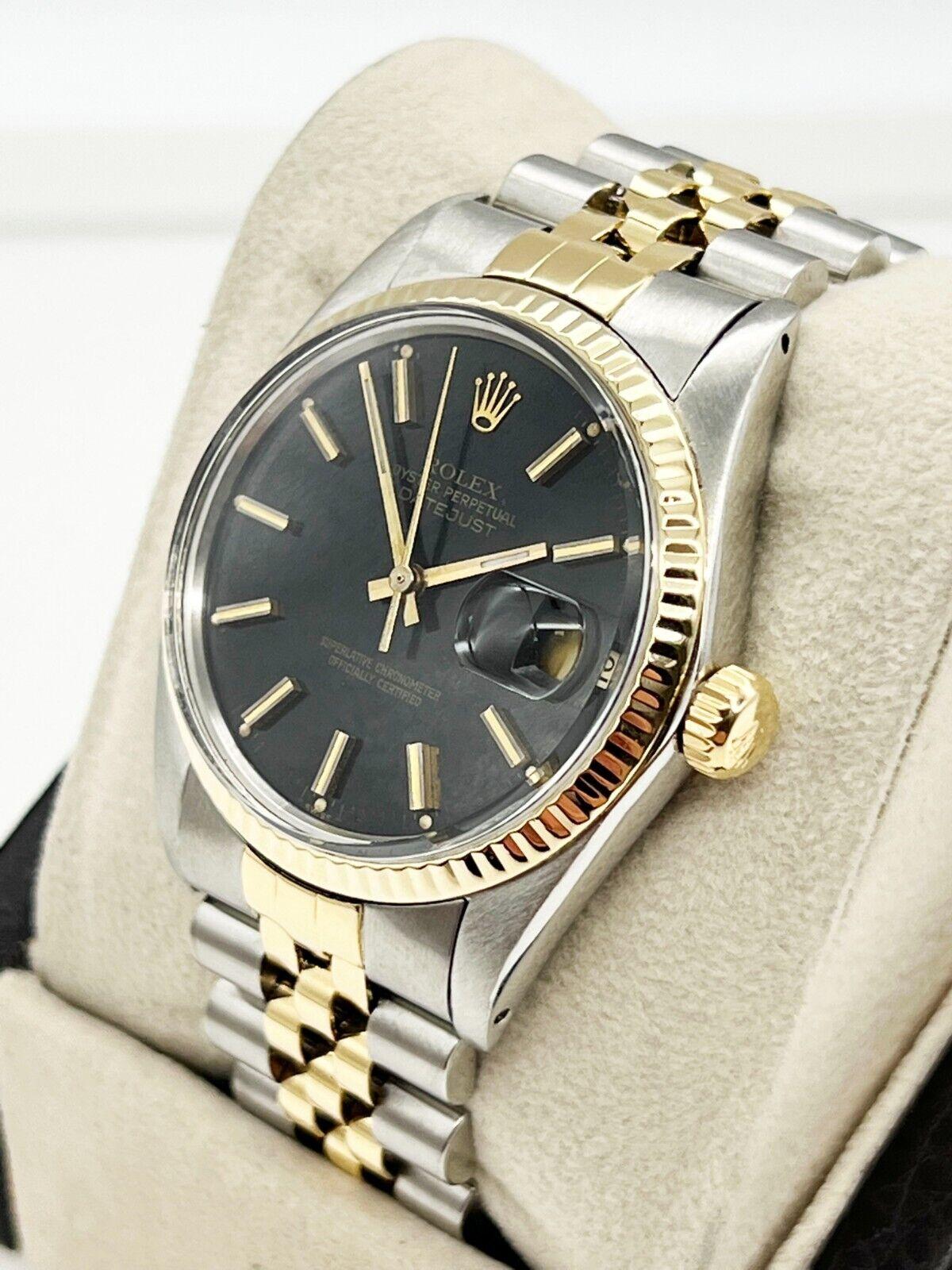 Rolex 16013 Datejust Black Dial 18K Yellow Gold Stainless Steel For ...