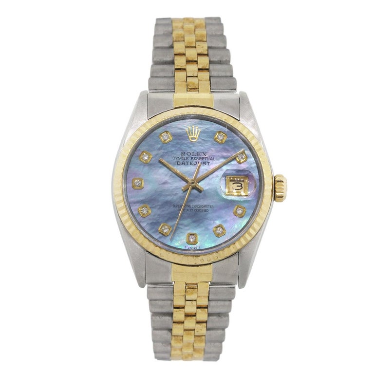 Rolex 16013 Datejust Tahitian Mother of Pearl Diamond Dial Wrist Watch ...