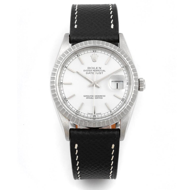 Rolex 16220 Men's 36mm Datejust Watch - White Stick Dial - Multiple ...