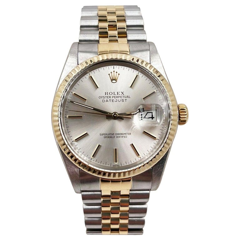 Rolex 16253 Datejust Silver Dial 18 Karat Yellow Gold Stainless Steel ...