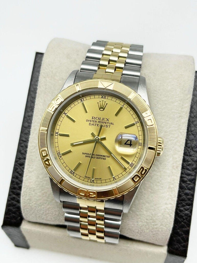 Rolex 16263 2002 Datejust Thunderbird Turn O Graph Champagne Dial 18K ...