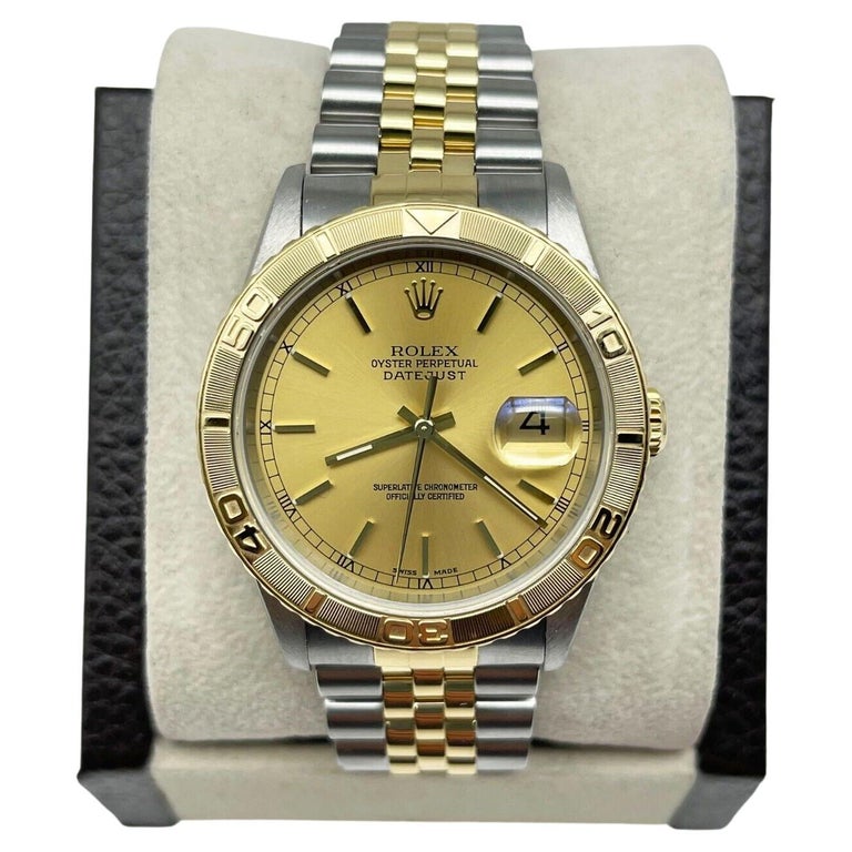 Rolex 16263 2002 Datejust Thunderbird Turn O Graph Champagne Dial 18K ...