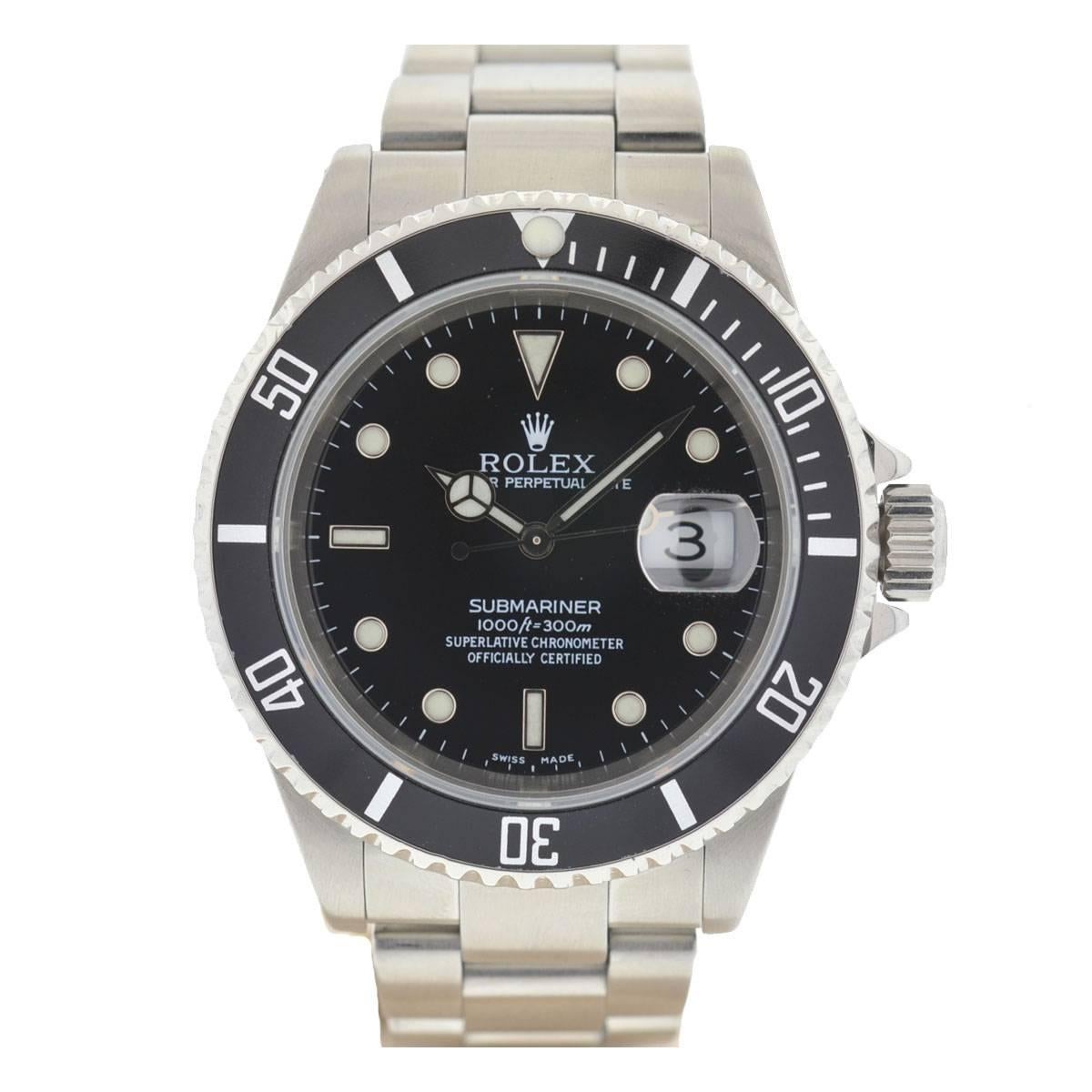 Rolex 16610 Submariner Black Dial K Series Automatic Watch at 1stDibs ...