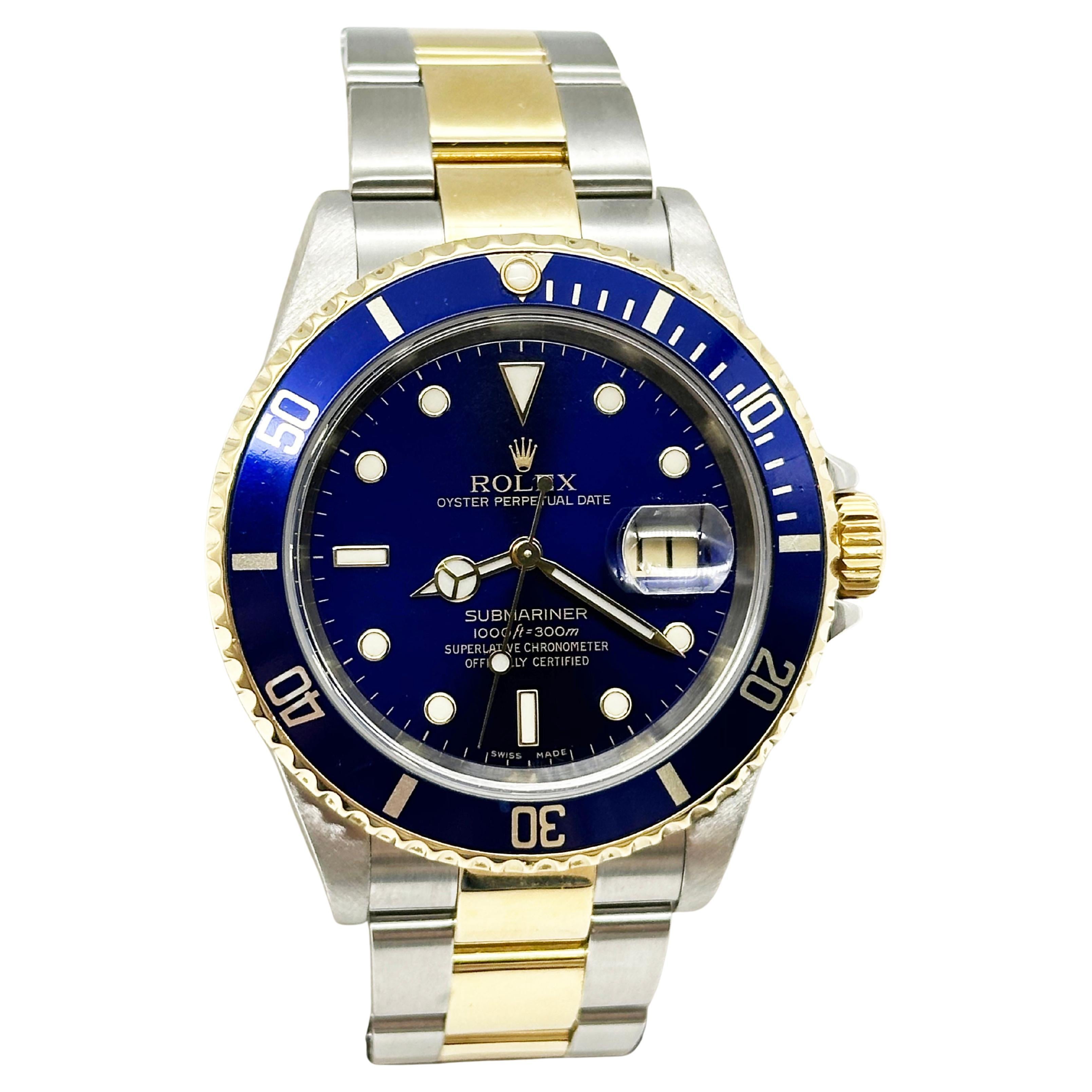 Rolex 16613 Submariner 18K Yellow Gold Stainless Steel Black 40mm For ...