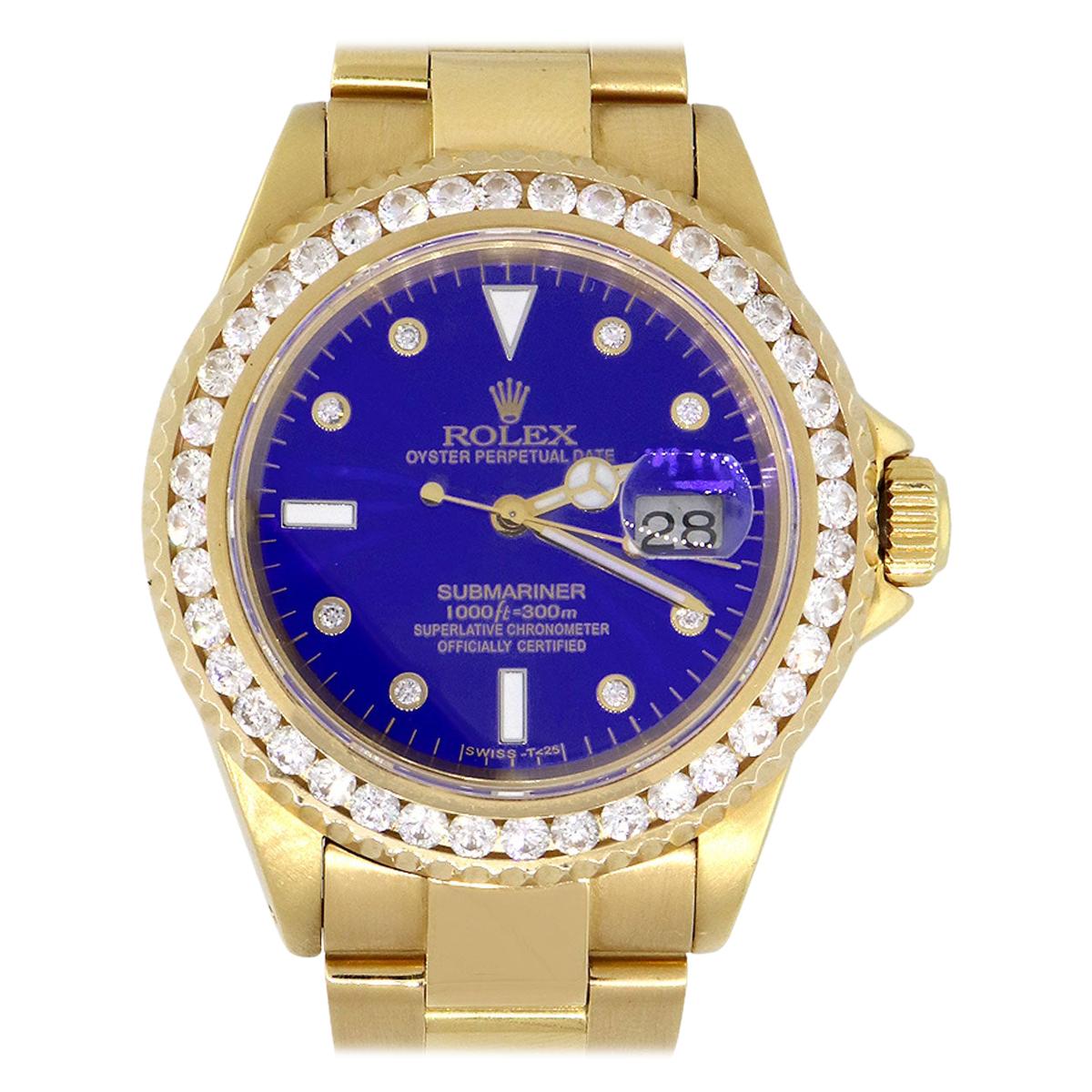 Rolex 16618 Submariner Diamond Bezel Blue Dial Watch at 1stDibs | rolex ...