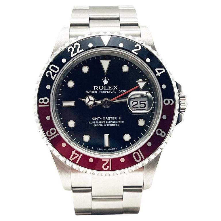 Rolex 16710 GMT Master II Coke Red and Black Stainless Steel For Sale ...