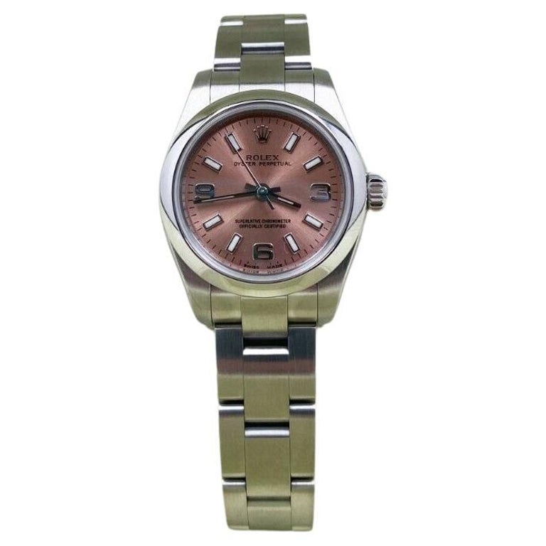 Rolex 176200 Ladies Oyster Perpetual Pink Salmon Dial Stainless Steel ...