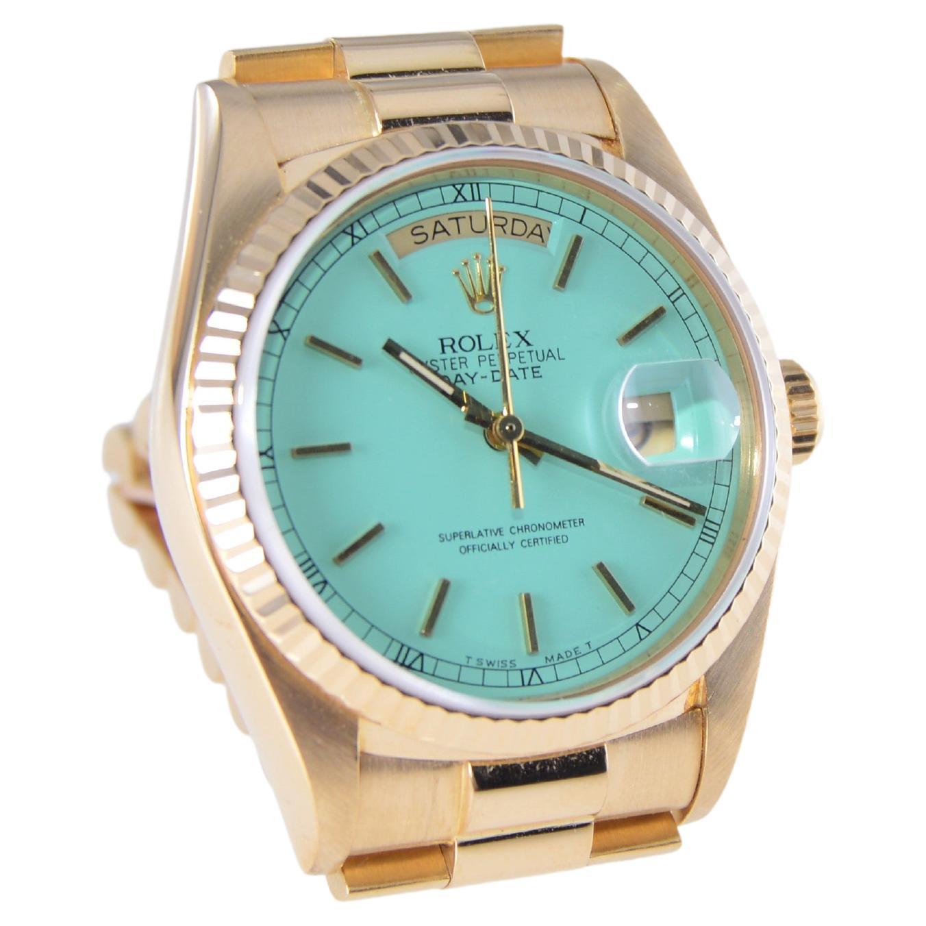 Rolex 18 Karat, Gold President with Custom Tiffany Blue Dial, 1987 For ...