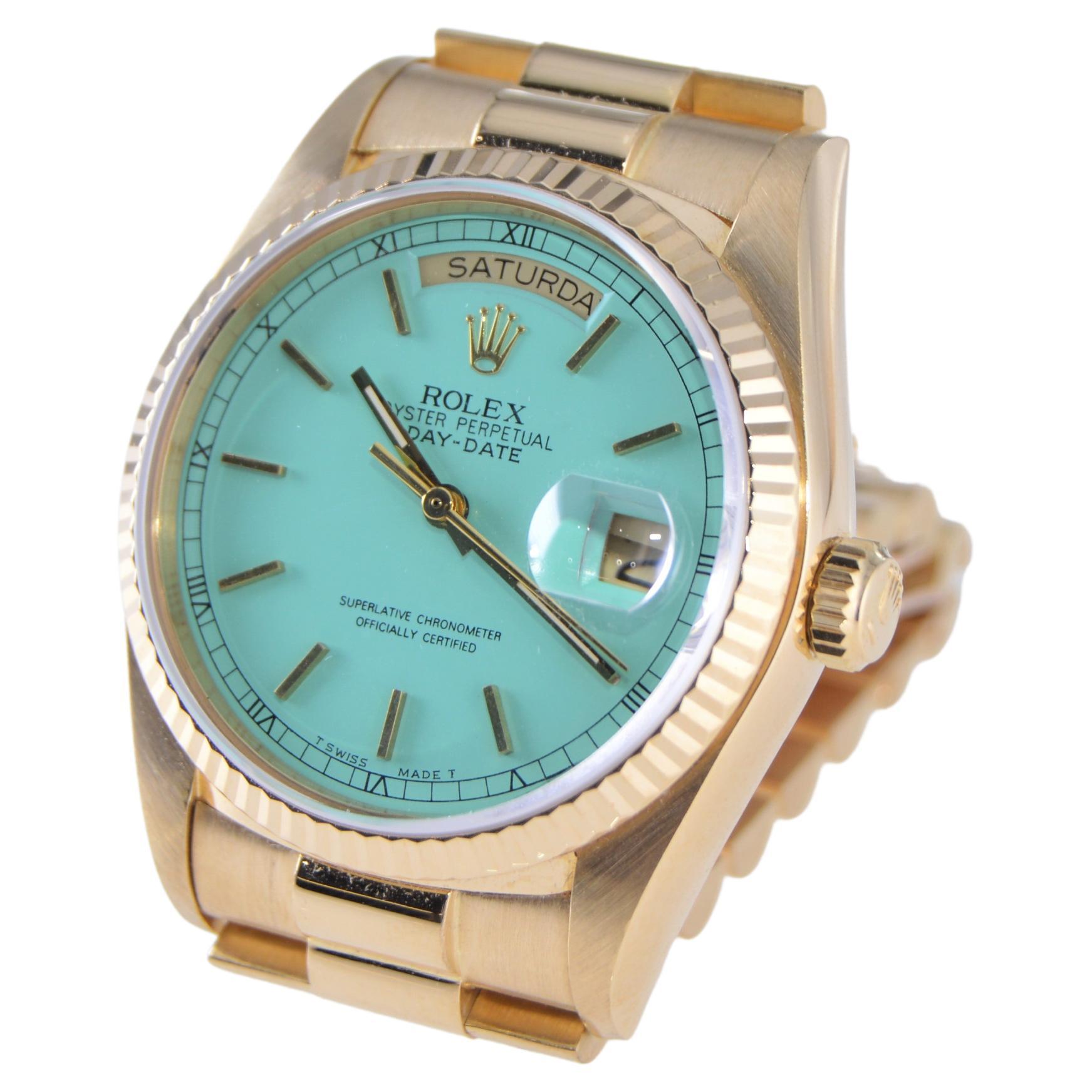 Rolex 18 Karat, Gold President with Custom Tiffany Blue Dial, 1987 For ...