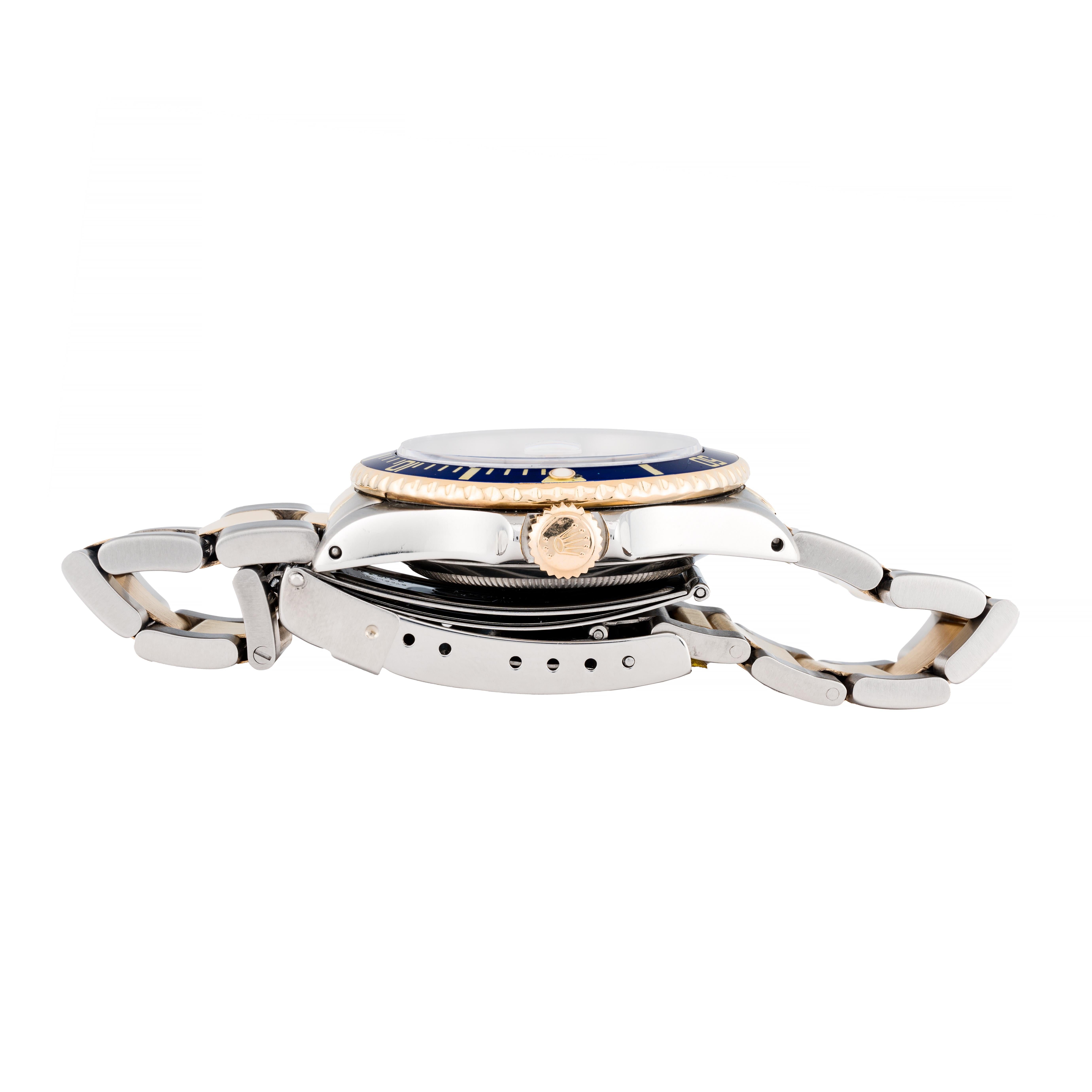 Rolex 18 Karat Gold and Stainless Steel Submariner 16613 Serti Diamond ...