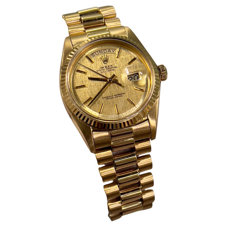 Rolex 1803 President Day Date 36mm Champagne Linen Pie Pan Dial 18K ...