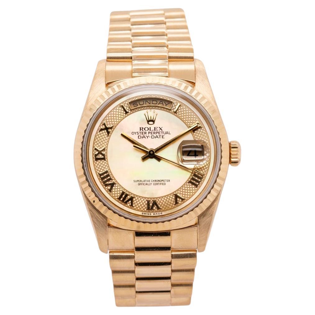 Rolex 18238 18k Yellow Gold Champagne Mother of Pearl Deco Roman Dial ...