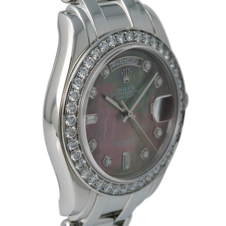 Rolex 18946 Day-Date Platinum Masterpiece Tahitian MOP Mens Automatic ...