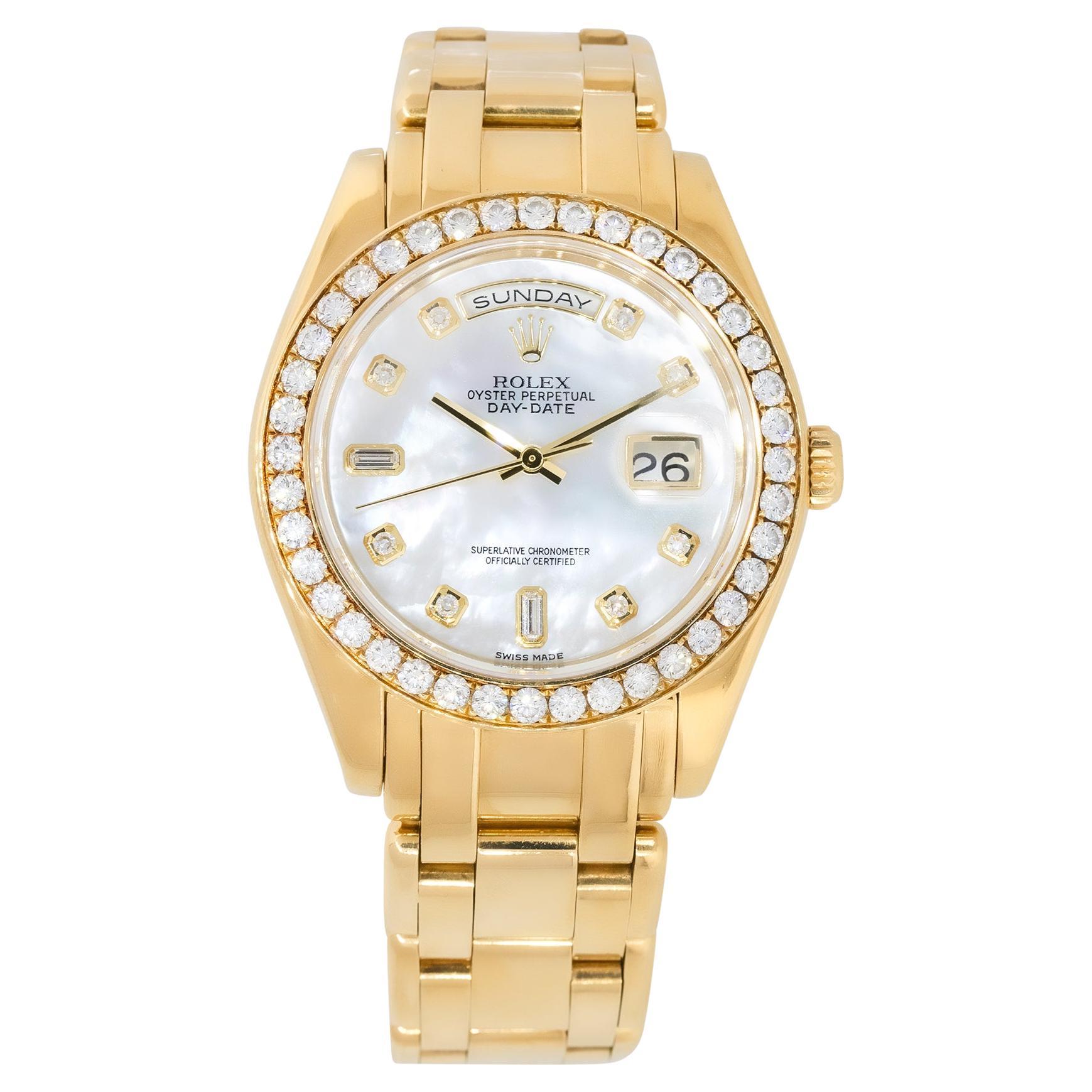 Rolex Yellow Gold Diamond Mother of Pearl Day-Date Wristwatch Ref 18368 ...