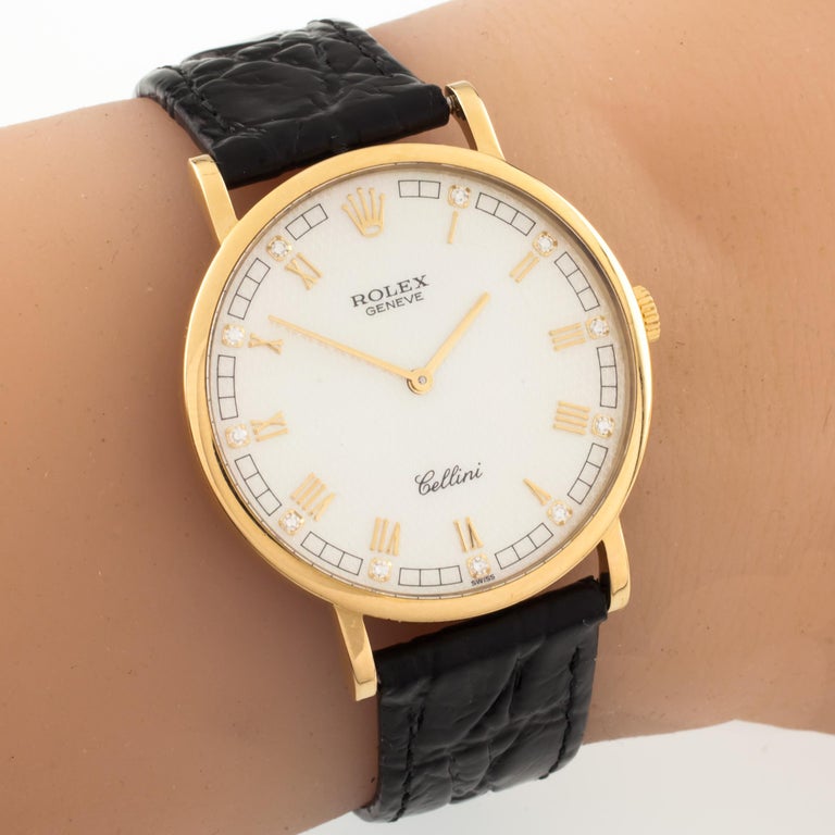 Rolex 18k Gold Cellini 5112 Watch Men's Hand-Winding Mother of Pearl ...