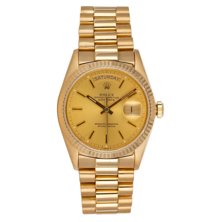 Rolex 18k Yellow Gold Day-Date President 18048 Box and Papers 2-Year ...