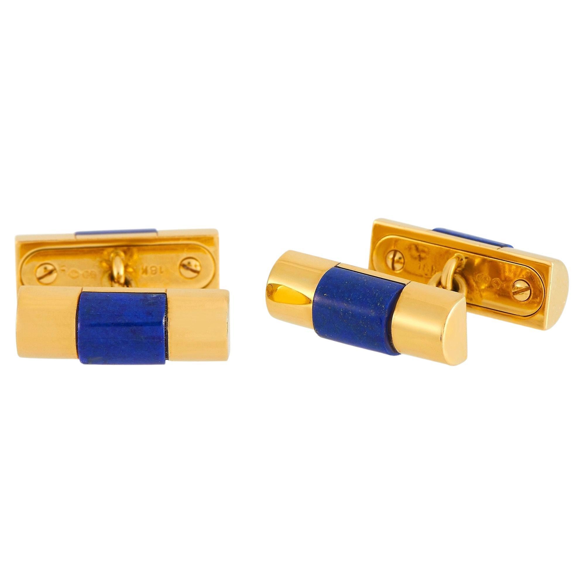 Rolex 18K Yellow Gold Lapis Lazuli Cufflinks For Sale at 1stDibs ...