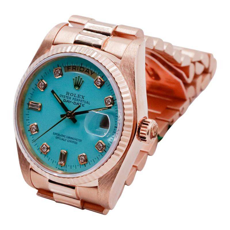 Rolex 18Kt. Gold Day/Date President with Custom Made Diamond Dial Box ...