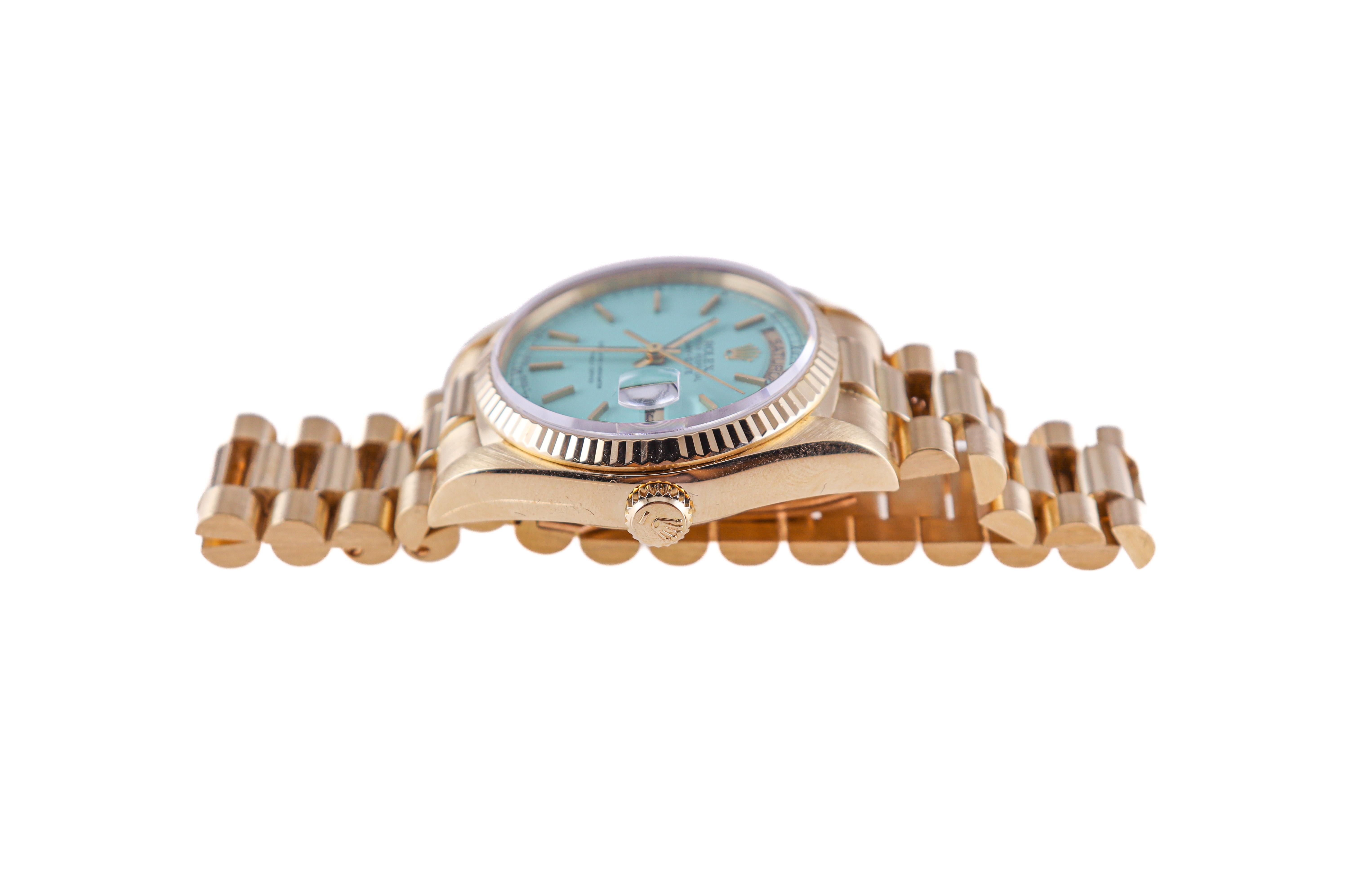 Rolex 18 Karat, Gold President with Custom Tiffany Blue Dial, 1987 For ...