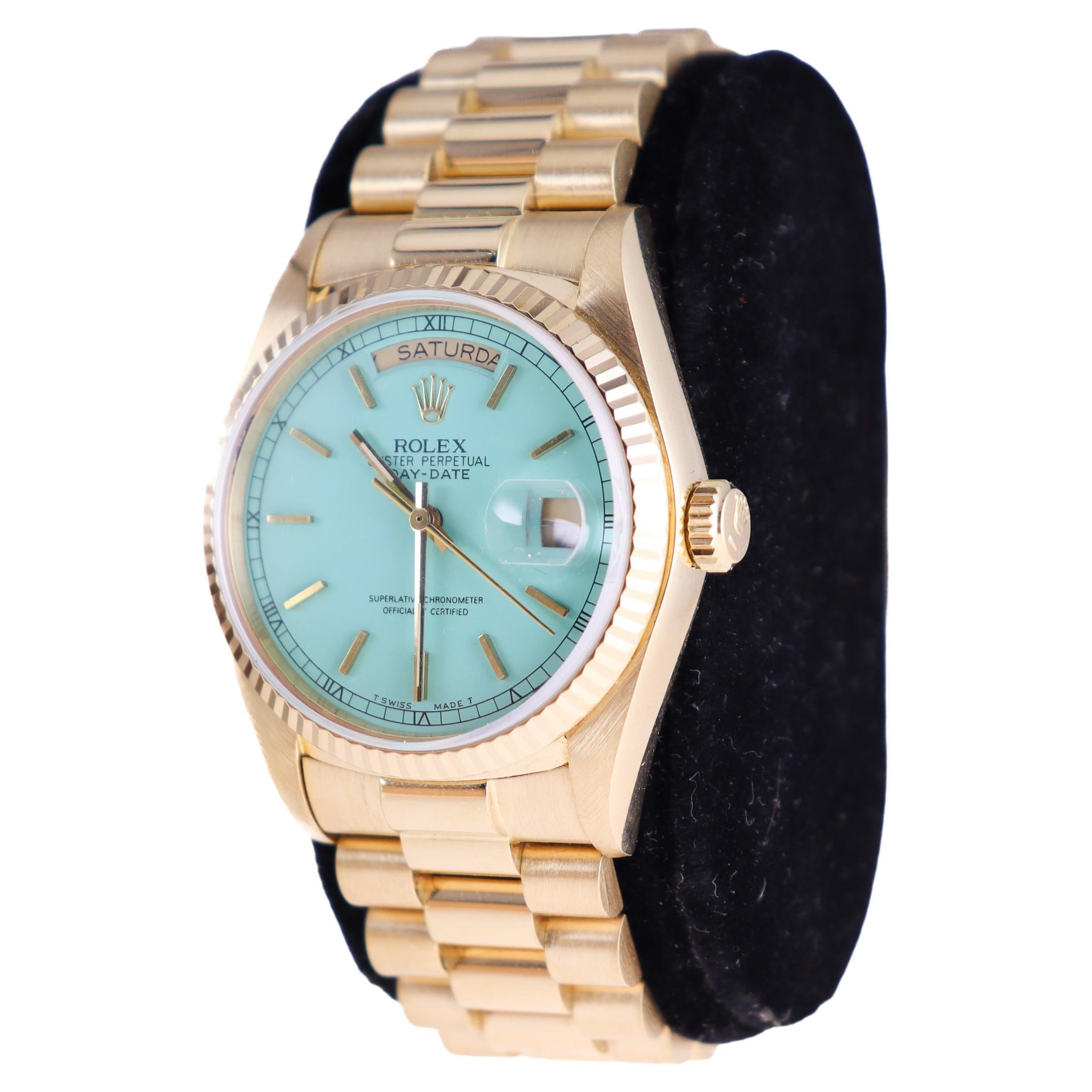 Rolex 18 Karat, Gold President with Custom Tiffany Blue Dial, 1987 For ...