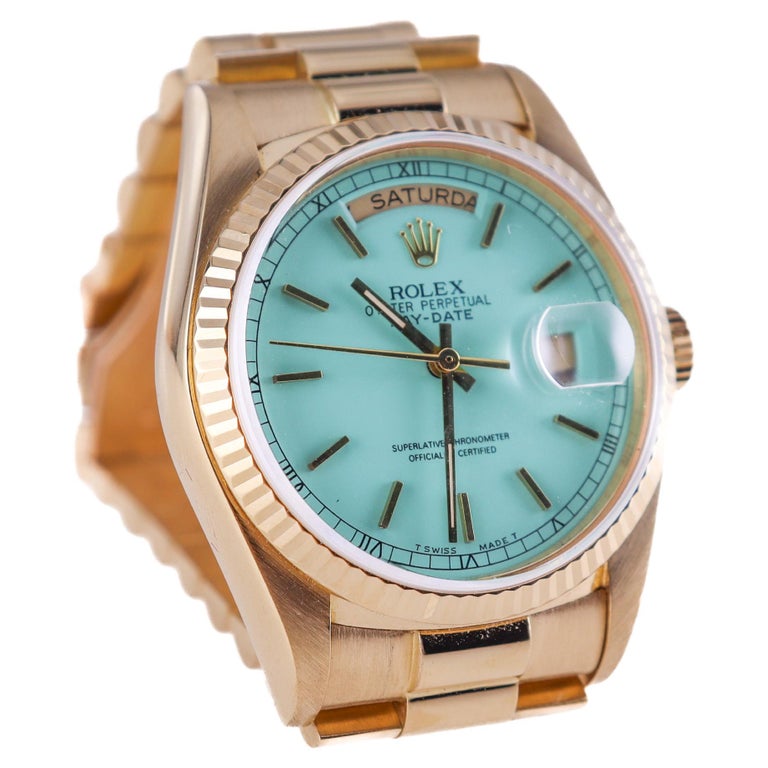 Rolex 18 Karat, Gold President with Custom Tiffany Blue Dial, 1987 For ...